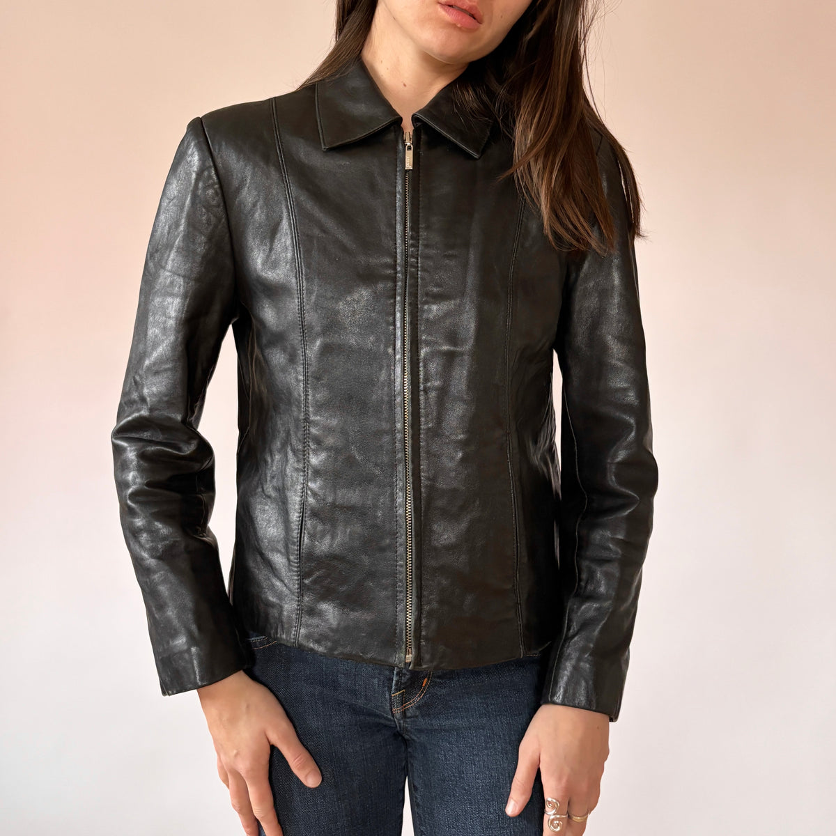 90s Noir Leather Jacket (S) – Hazy Vintage