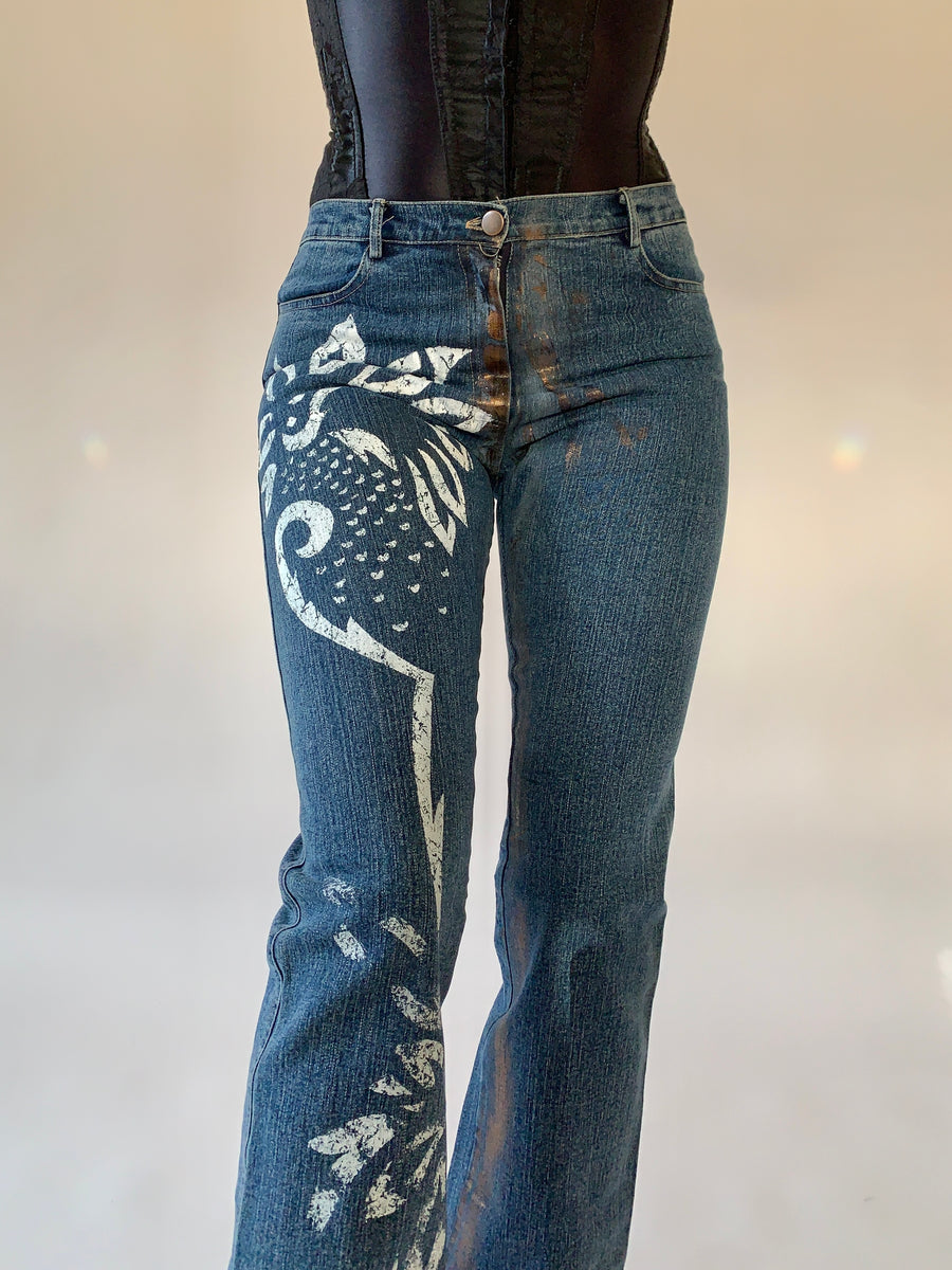 Custom Y2K Painted Jeans - Small – Hazy Vintage