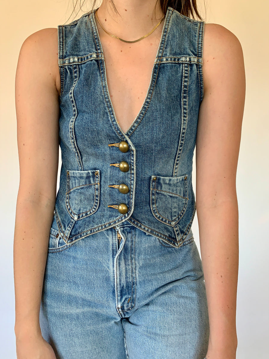 Y2K Denim Vest – Hazy Vintage